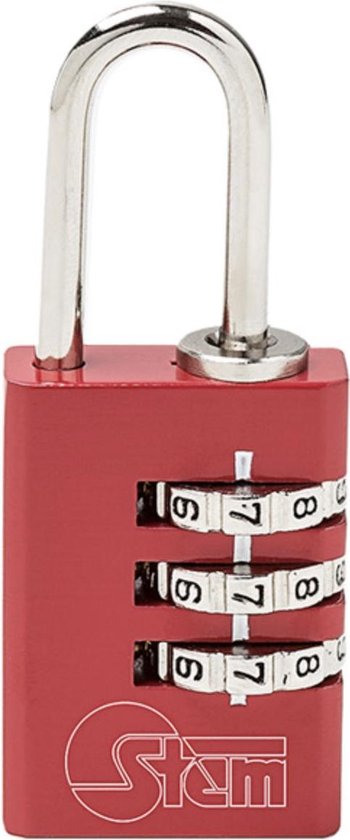 Cijferhangslot aluminium rood 4 cijfers 40 mm | bol