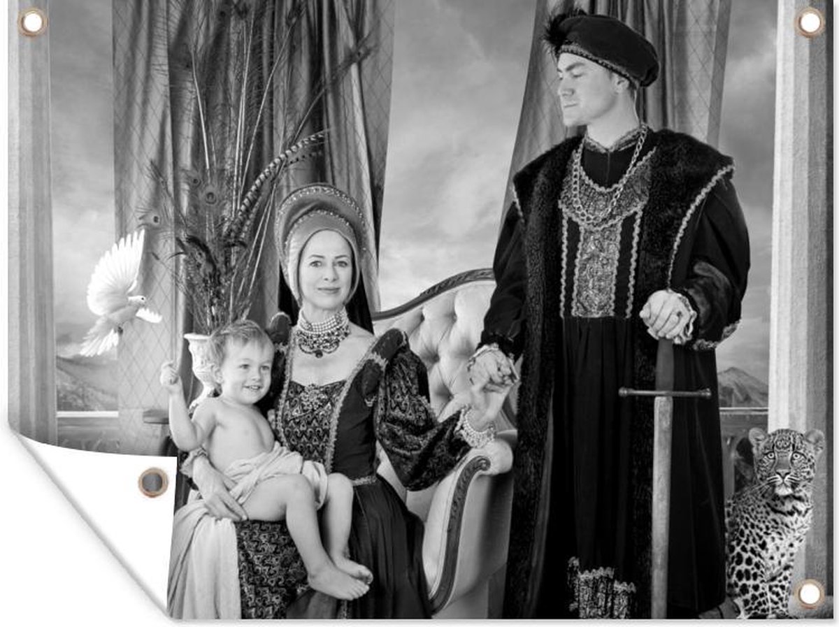 Tuin decoratie Een gezin uit de middeleeuwen in woonkamer - zwart wit ...