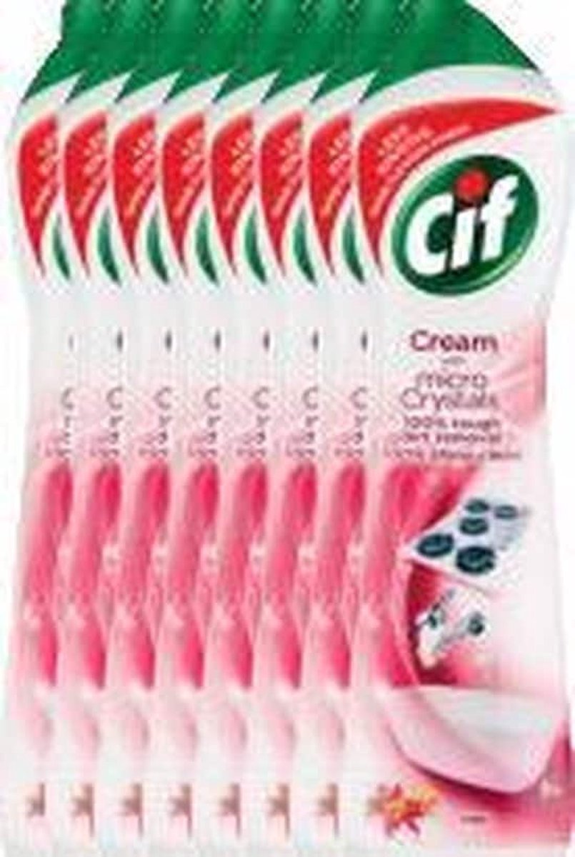 CIF Cream Pink Flower - 8 x 500 ml - Schuurmiddel - Voordeelverpakking ...