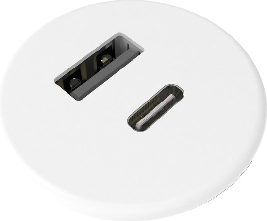 Powerdot micro 30mm inbouw USB A+C lader, wit kunststof | bol.com