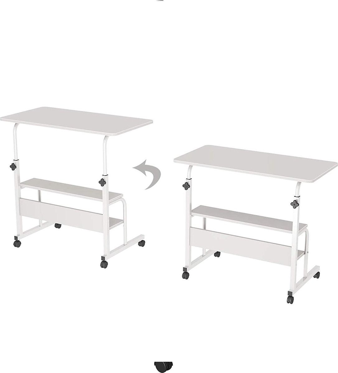 MuCasa® Verstelbare bijzettafel 80x40cm - In hoogte verstelbaar tot 90cm - Bureau met... | bol.com