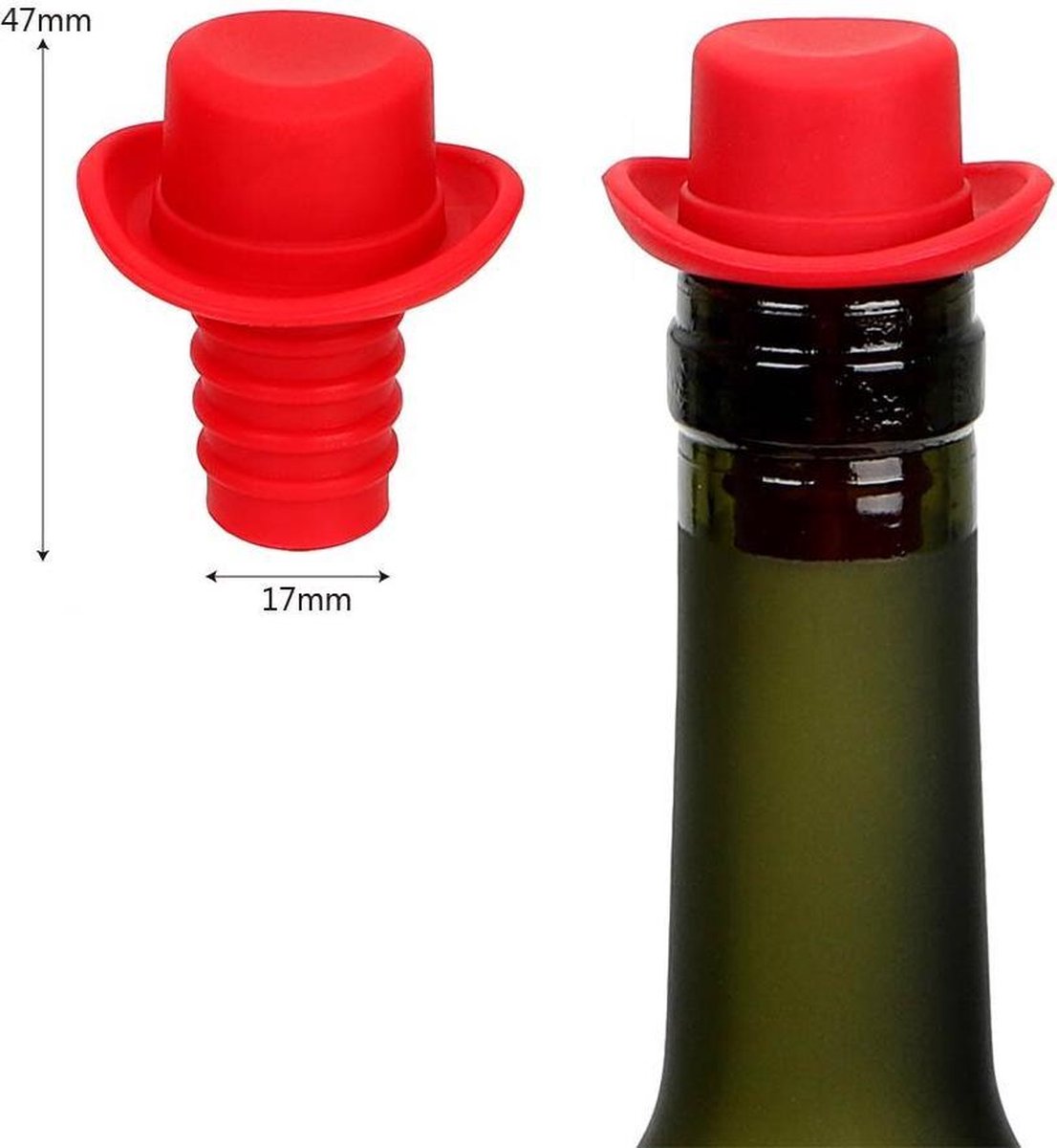 Wijnstopper Hoedje - Rood - Wijnaflsuiter Champagnestopper - Wijn ...