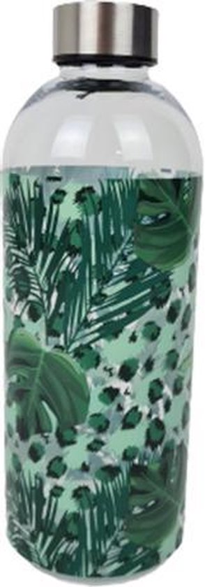 Luxe waterfles / drinkfles to go met plantenprint - Bidon - Sportfles ...