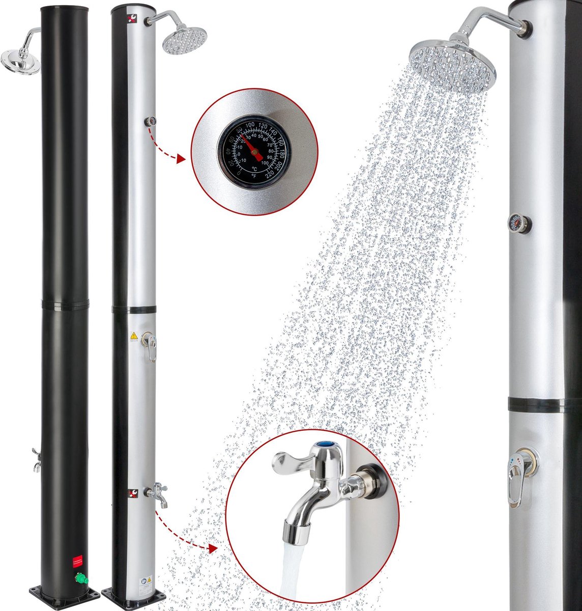 AREBOS Tuindouche 37 L - Solar Douche met thermometer - Buitendouche ...