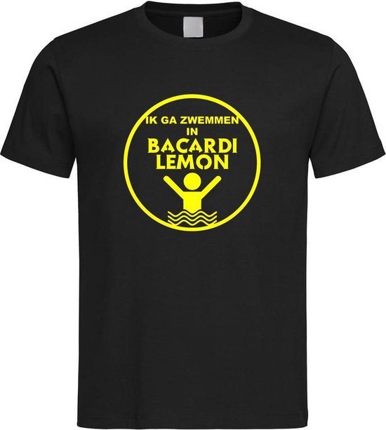Zwart T-Shirt met “ Ik ga zwemmen in Bacardi Lemon “ print Geel Size XL | bol.com