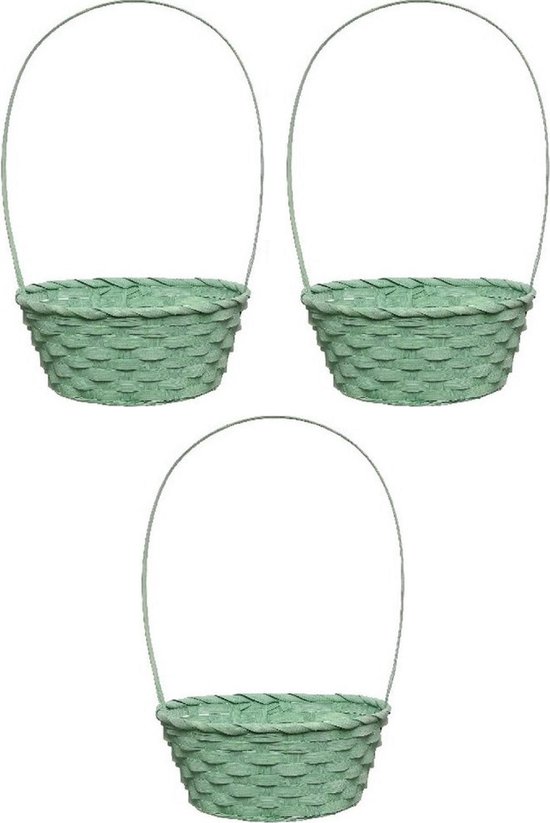 3x stuks mintgroen rieten mandje met hengsel 38 cm - Opbergen ...