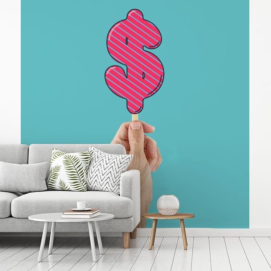Behang - Fotobehang Getekend ijsje boven ijslollystokje - Breedte 300 ...