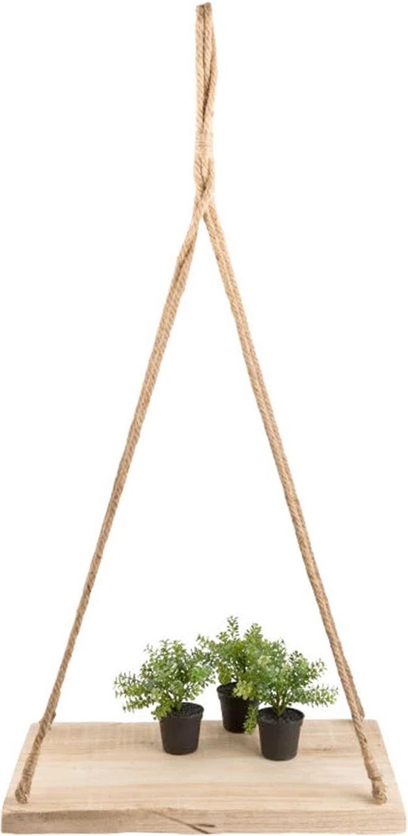 Hangplank - Plantenhanger Hout | Rechthoekig met Juten Koord | 45x29x4 ...
