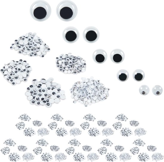 Relaxdays 1000x Wiebeloogje zelfklevend - set - plakoogjes - bewegende ...