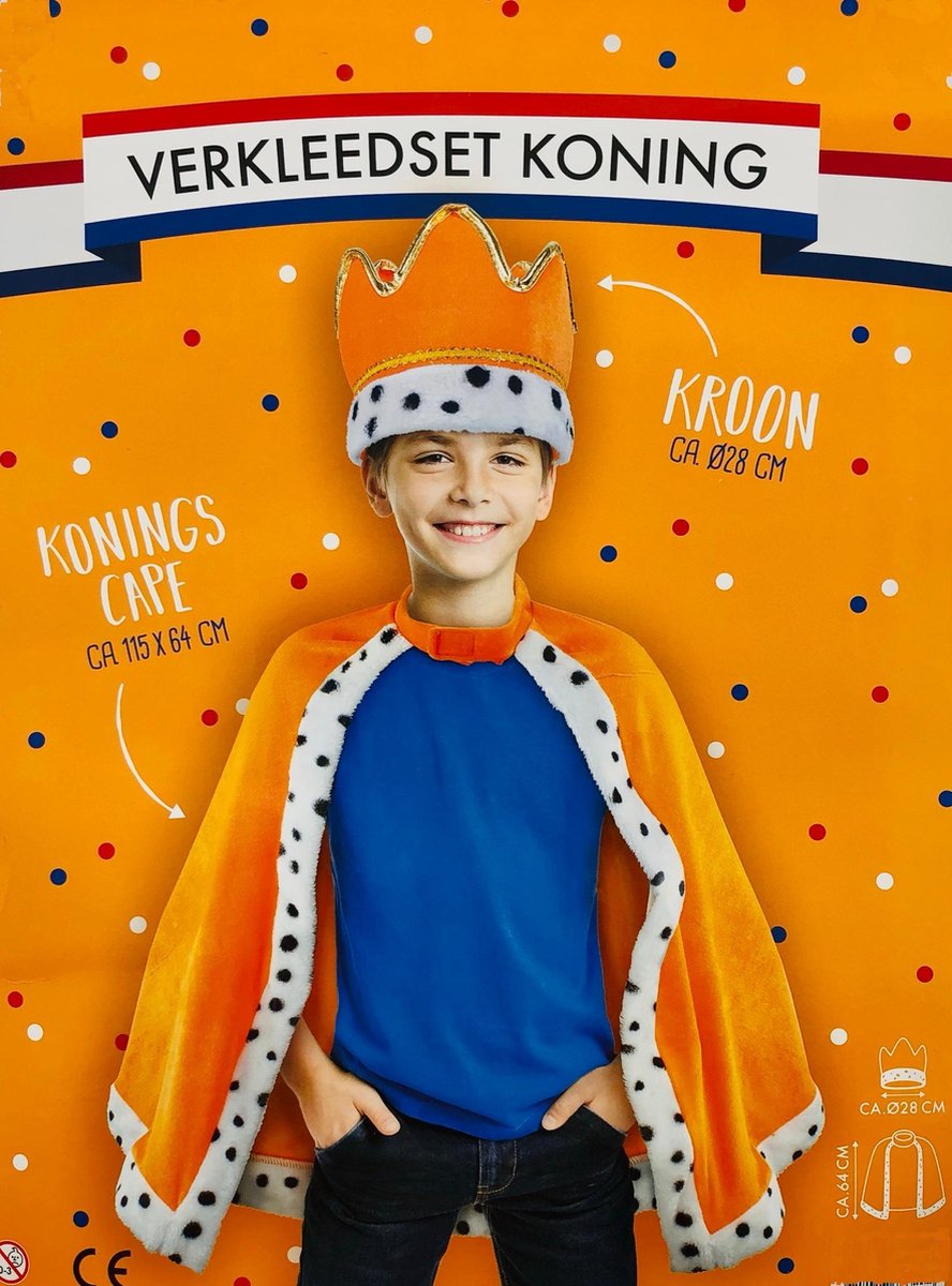 Koningsdag – Verkleedset - Koning – Kinderen - Oranje – Kroon Met Cape ...