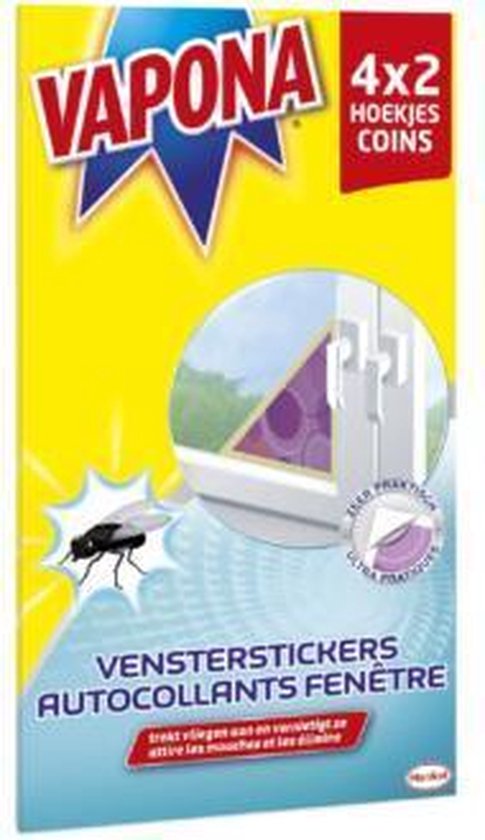Vapona Vensterstickers 8 (4x2) Hoekjes Tegen Vliegen 2183127 | bol