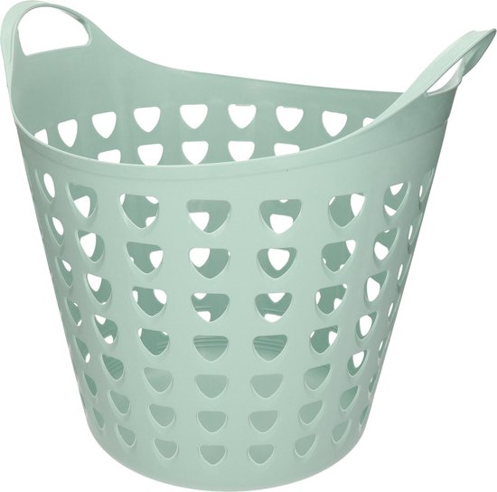 Flexibele wasmand rond groen 26 liter - Groene kunststof mand voor ...