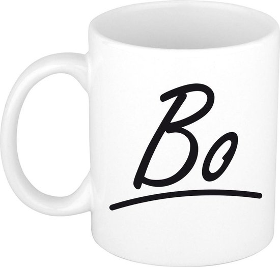 Bo naam cadeau mok / beker met sierlijke letters - Cadeau collega ...
