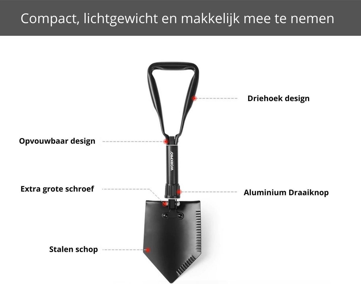 Grandecom® Militaire Schep | Opvouwbaar | Schoffel | Multifunctioneel ...