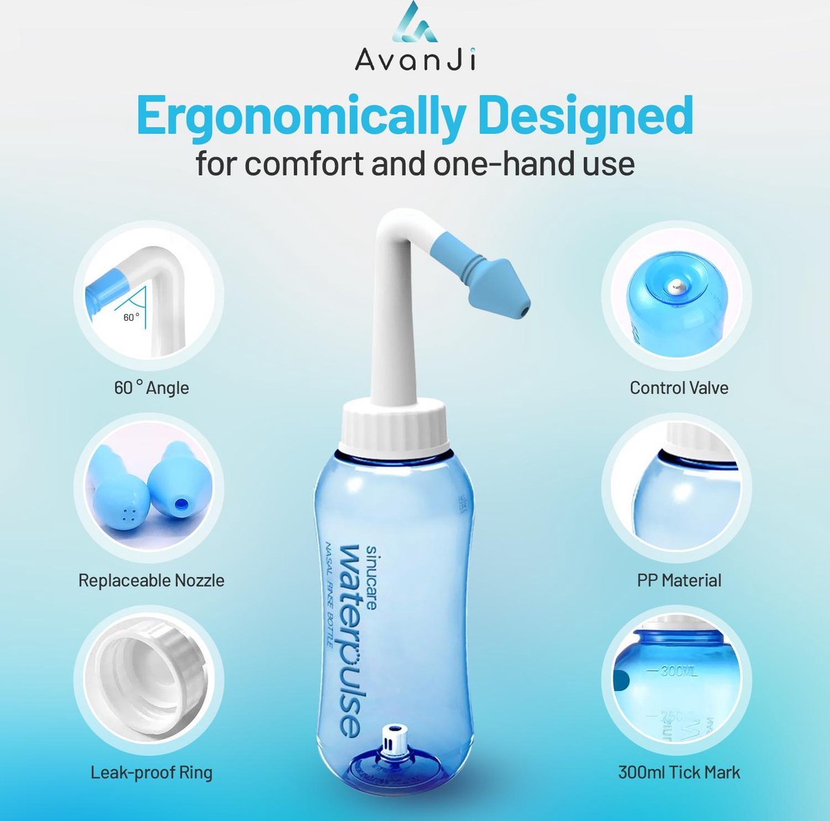 AvanJi Neusdouche | Neusreiniger voor volwassenen | Neusdouche ...