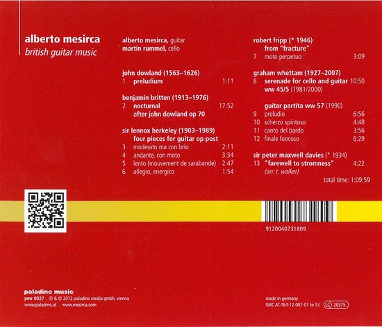 Alberto Mesirca - Mesirca: British Guitar Music (CD), Alberto Mesirca ...