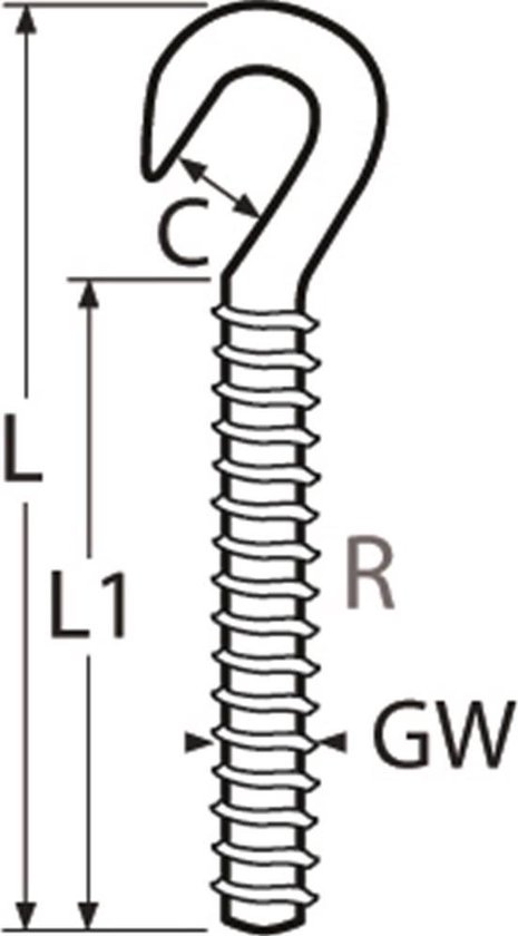 Losse haak rechtse draad M10 RVS-316 | bol