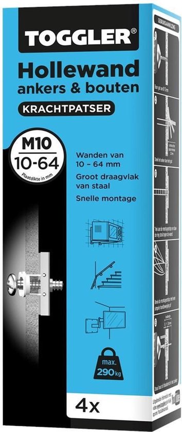 Hollewandanker Toggler Muurank M10+Bout Doos 4 Stuks | bol