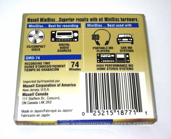 Maxell MiniDisc Gold MD Digital 74 min. | bol