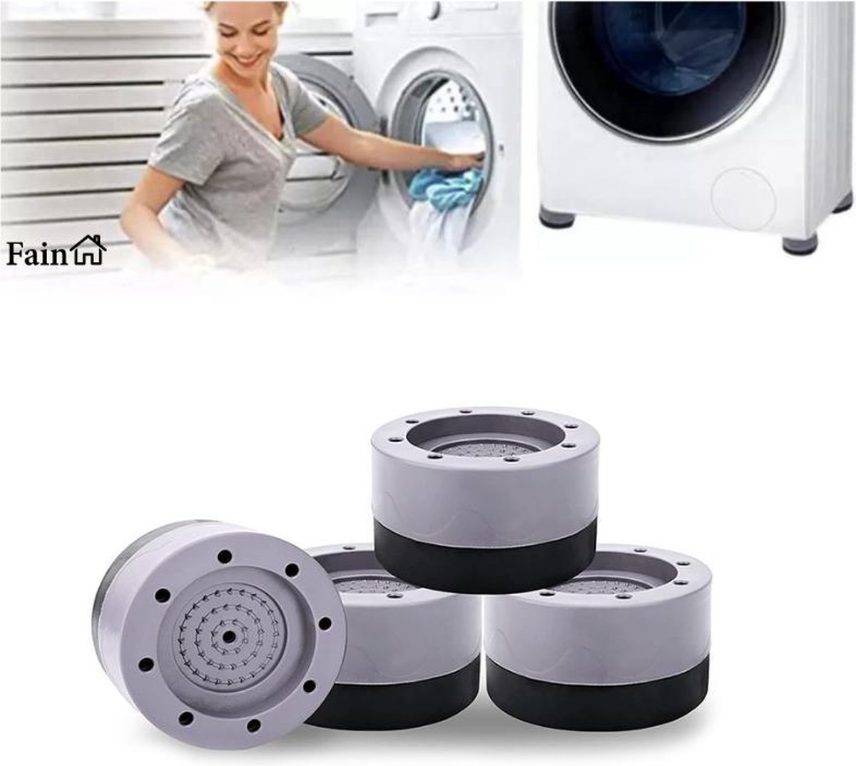 bol.com | Luxe Trillingsdempers wasmachine – Set van 4 stuks – Grijs ...