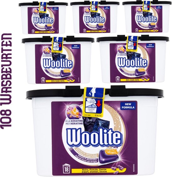 Woolite - Zwart, Donker & Denim Capsules - Wasmiddel - 6*18 Capsules ...