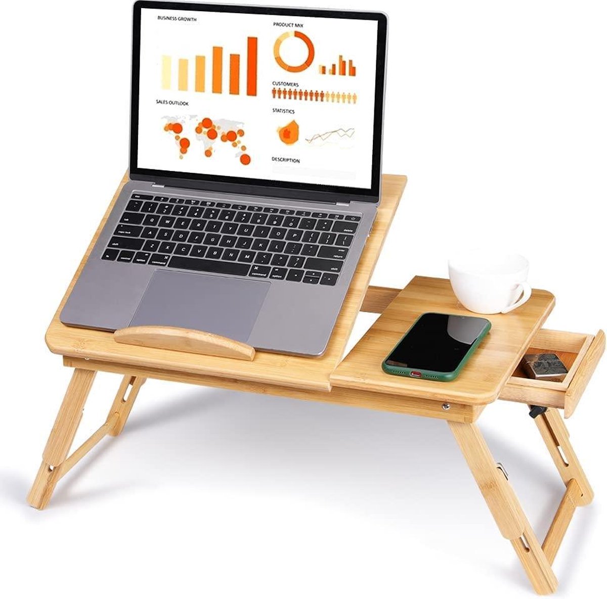 Tableaf® Verstelbare Laptop Tafel Bamboe - Laptophouder - Bedtafel ...