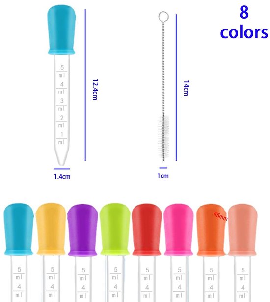 10 Pipetten - Kunststof - 5 ml - Met 2 Schone Borstels - Druppelteller ...