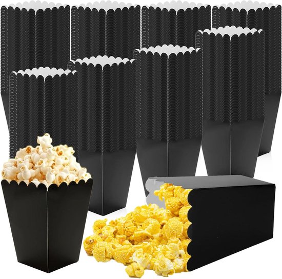 Popcornzakjes - set van 100, klein formaat, zwart, papieren bekers ...