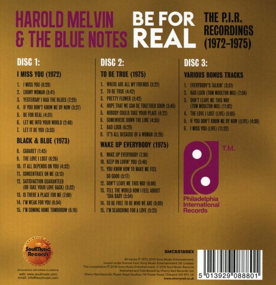 Be For Real: The P.I.R. Recordings 1972-1975, Harold Melvin and The ...