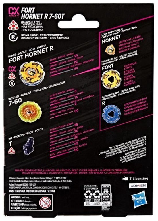 Beyblade X Starter Pack Fort Hornet R 7-60T CX, Takara Tomy balans tol ...