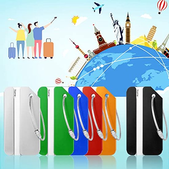 Luggage Tags, 6 Pcs Luggage Tags for Suitcases, Aluminum Alloy Luggage ...