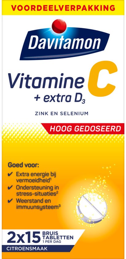 Davitamon Vitamine C + Extra vitamine D3 - Met citroensmaak - 30 ...