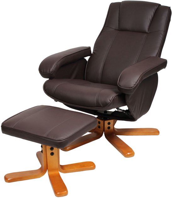 SVITA Charles Relaxstoel - Kruk Fauteuil TV-stoel Draaistoel Hout ...