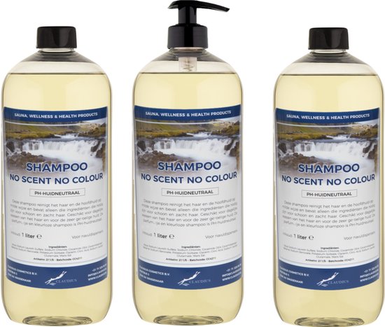 Shampoo No Scent No Colour - 1 liter (transparant) - 3 Stuks - met pomp ...