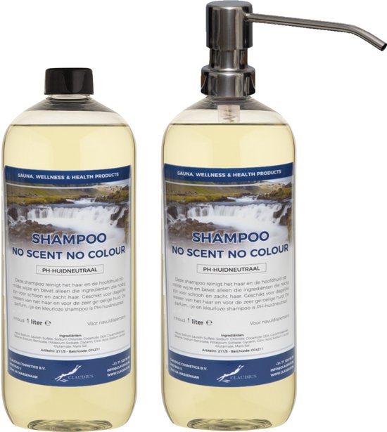 Shampoo No Scent No Colour - 1 liter (transparant) - 2 stuks - met ...