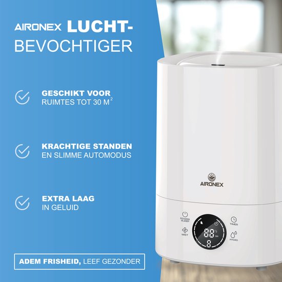 Aironex luchtbevochtiger - 6 liter - Topfill - Aroma - Humidifier ...