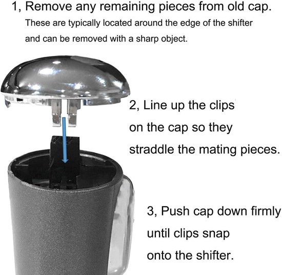 Auto Shifter Knop Chrome Cap met Sterke Clips Triple Chrome Plated ...