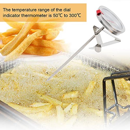 Deep Frying Thermometer with Reading, Measure Oil Pan Hot Food, 50°C To ...