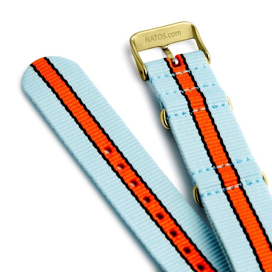 NATO Horlogeband G10 Military Nylon Strap - Gulf Le Mans -Goud Staal ...