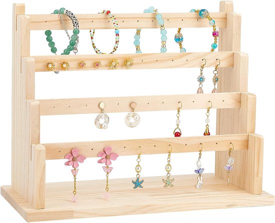 Allecto plus - Houten Oorbel Houder met 48 Gaten - Sieraden Display ...