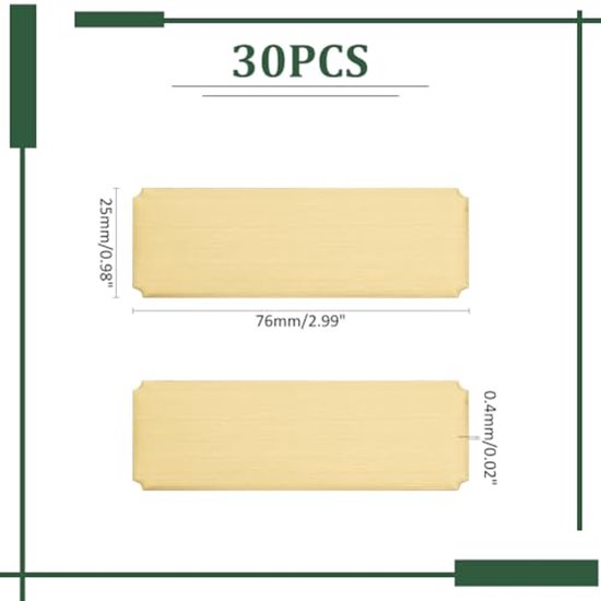 30Pcs 76mm Long Gold Name Plates Laser Engraved Stainless Steel Type ...
