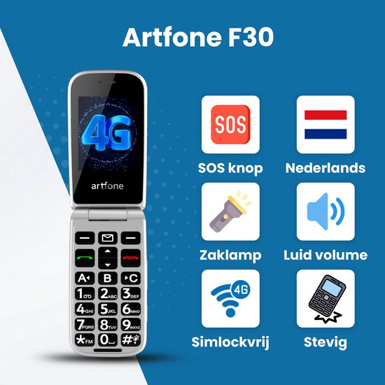 Artfone F30 - Senioren Telefoon - 4G - Klaptelefoon - GSM - Senioren ...