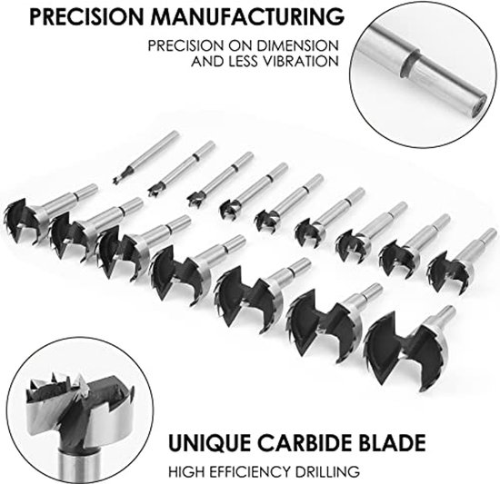 Forstner Boor Set 16 Stuks voor Houtbewerking - Diverse Diameters van 6 ...