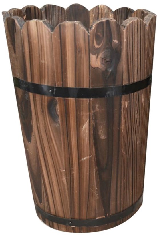 Houten bloembak Houten bloememmer Rustieke vintage ronde whiskyvat ...