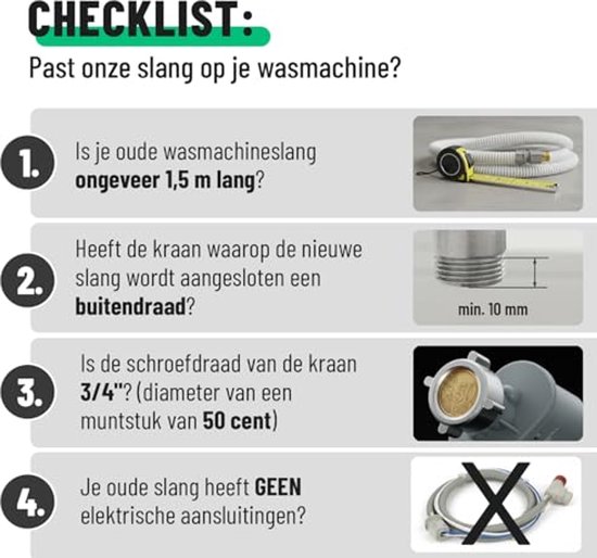 Aquastop slang wasmachine 1,5 m - Veilige toevoerslang voor wasmachines ...
