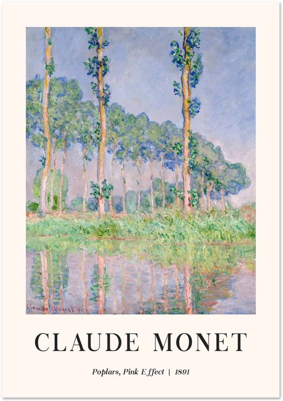 Claude Monet - Peupliers, affiche à effet rose 70x100 cm | bol