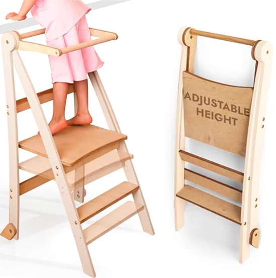 Wooden Montessori Learning Tower Space Saving: Foldable Learning Tower ...