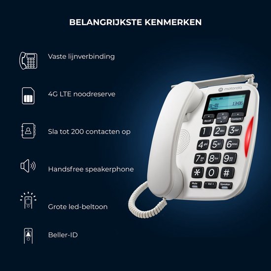 Motorola FW500 - Vaste telefoon met simkaart - 4G LTE noodback-up ...
