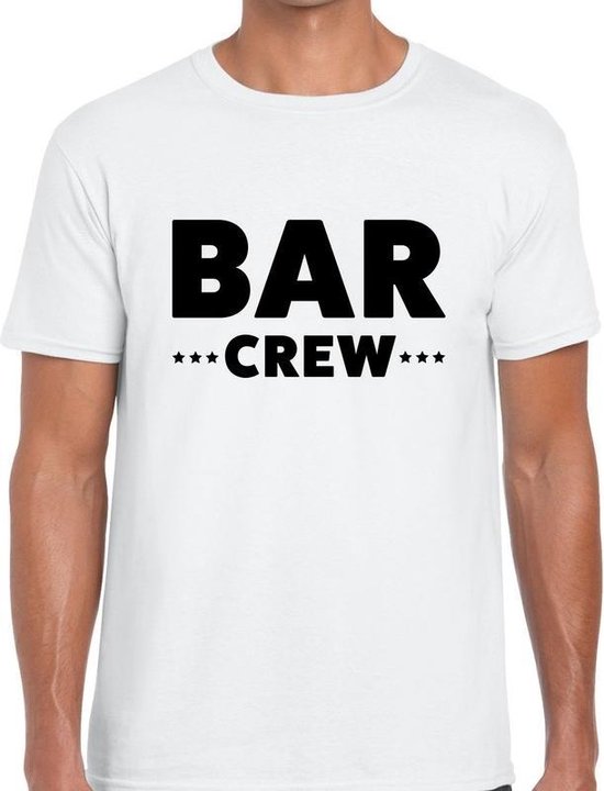 Bar crew tekst t-shirt wit heren - evenementen staff / personeel shirt ...