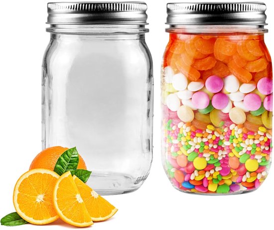 Luchtdichte glazen potten van 473 ml met deksel voor het inmaken van ...